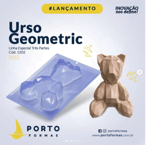 FORMA CHOCOLATE URSO GEOMETRIC GRANDE ESPECIAL NRO.1202 COM 1 CAVIDADE ...